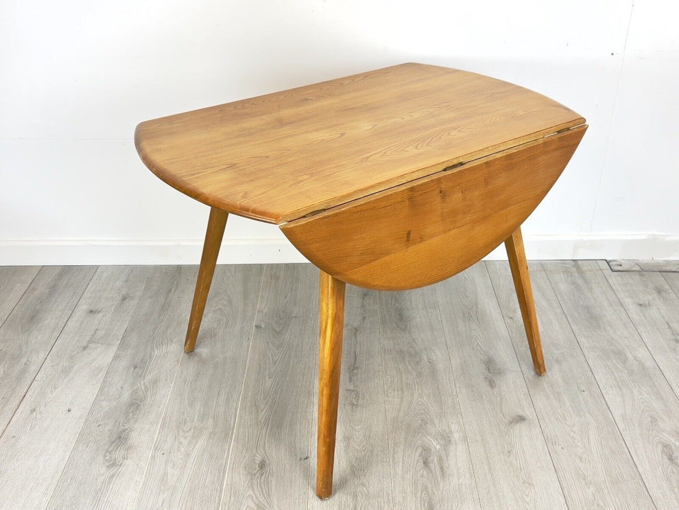 Ercol Model 384, Mid Century Drop Leaf Oval Dining Table – Hus & Home